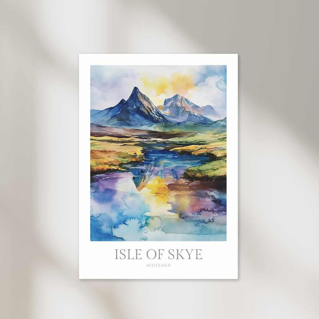 Isle of Skye Watercolor Poster Digital Download Scotland Printable Wall ...
