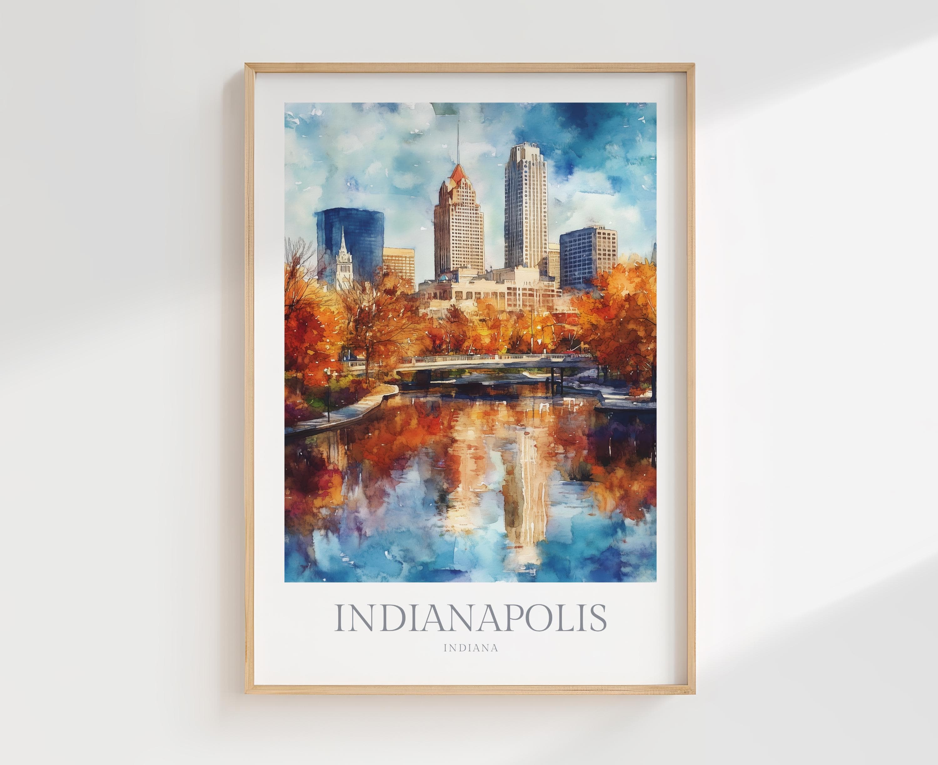 Indianapolis Indiana Watercolor Poster Digital Download Printable Wall ...