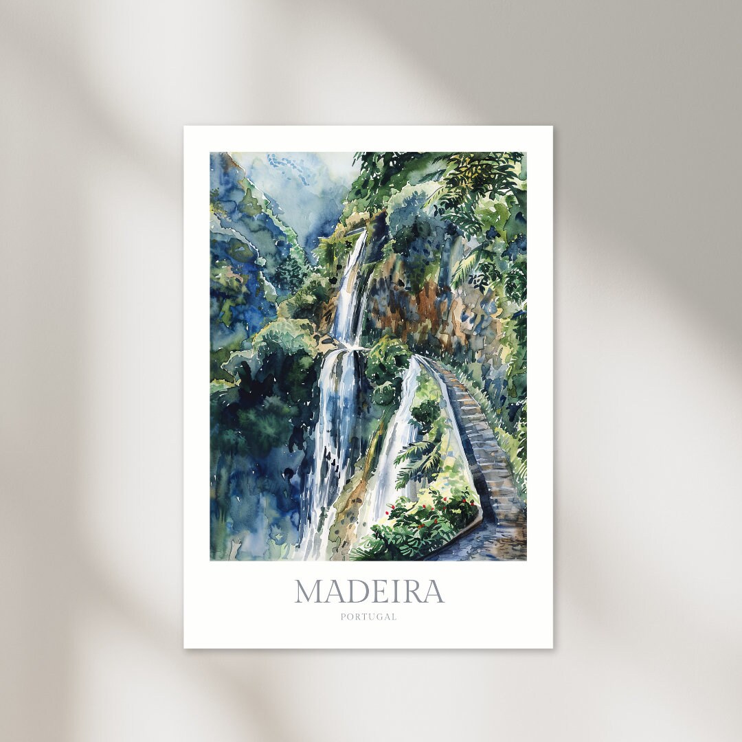 Madeira Watercolor Poster Digital Download Madeira Printable Wall Decor ...