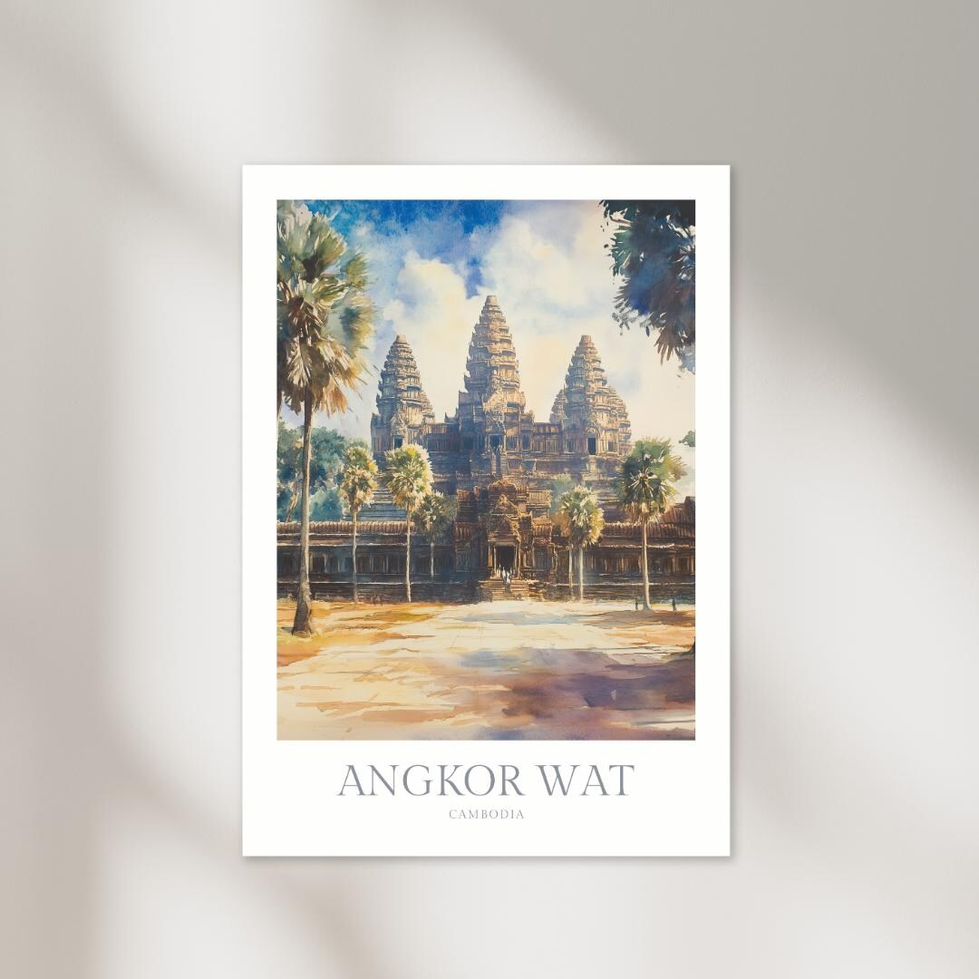 Angkor Wat Cambodia Watercolor Poster Digital Download Angkor Wat ...