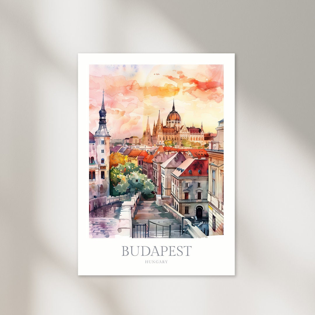 Budapest Hungary Watercolor Poster Digital Download Budapest City View ...