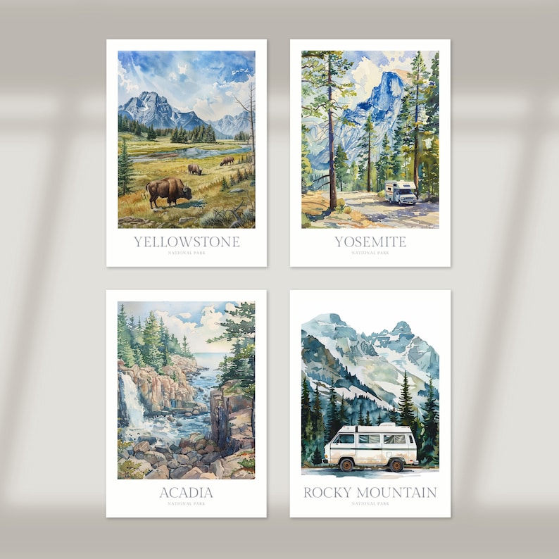 US National Parks Set Watercolor Poster Digital Download Printable Wall ...