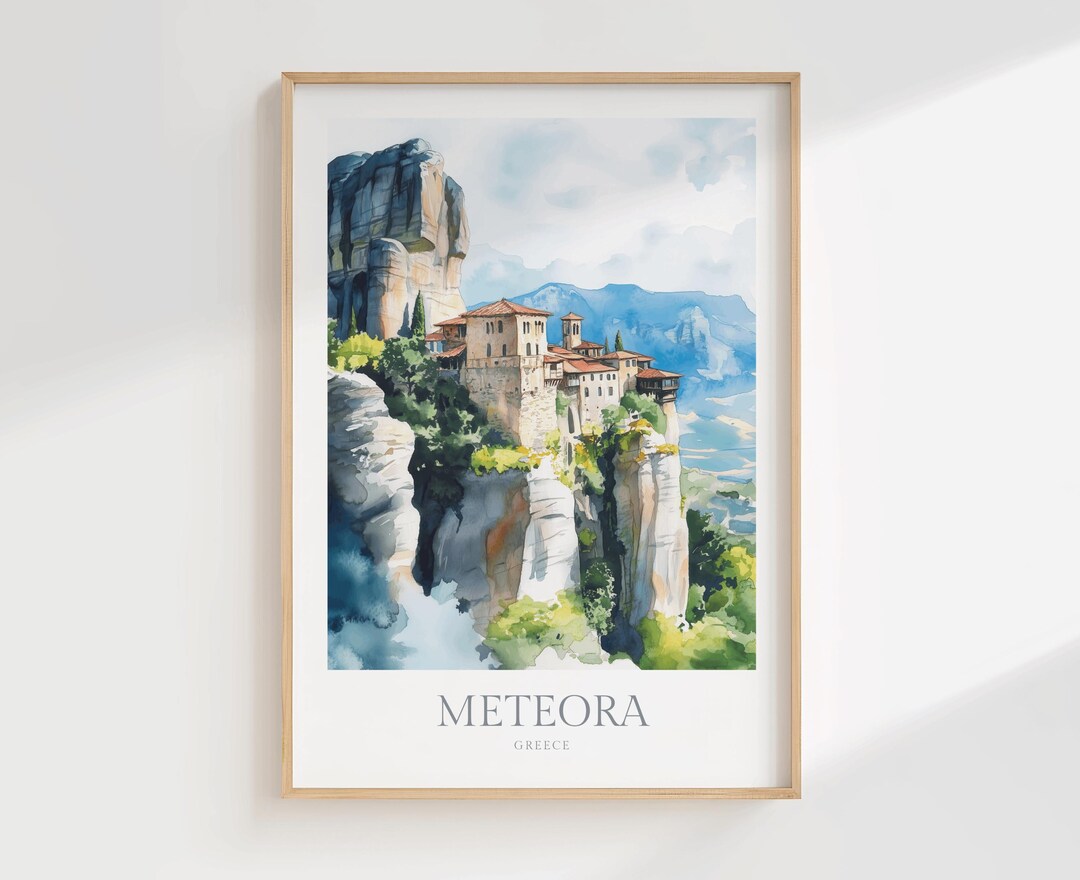 Meteora Print, Greece Watercolor Poster (digital Download) - Etsy
