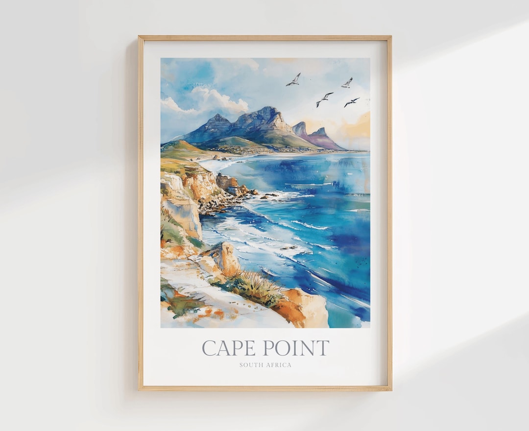 Cape Point Print South Africa Watercolor Poster Cape Point Wall Art ...