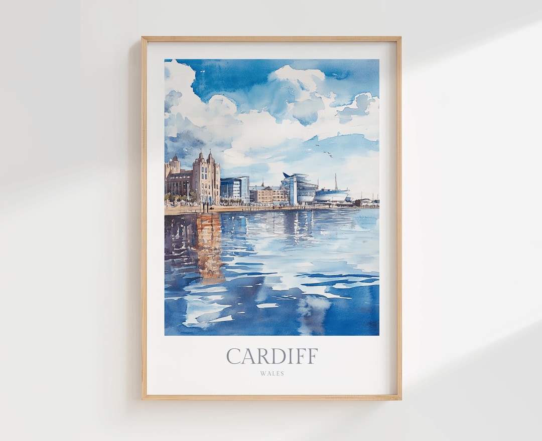 Cardiff Wales Watercolor Print, Cityscape Poster (digital Download) - Etsy