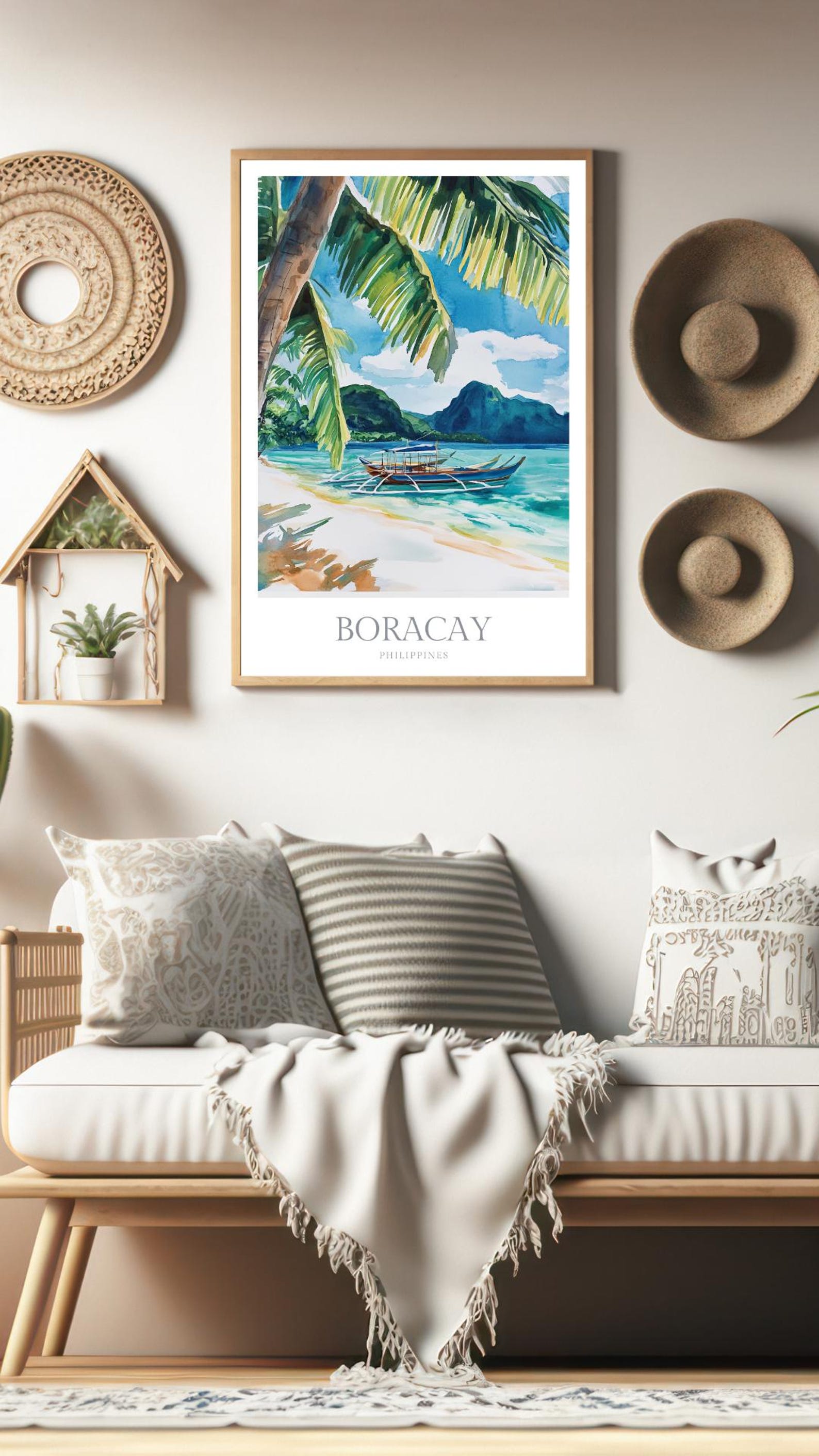 Boracay Philippines Watercolor Print, Tropical Island Art (digital ...