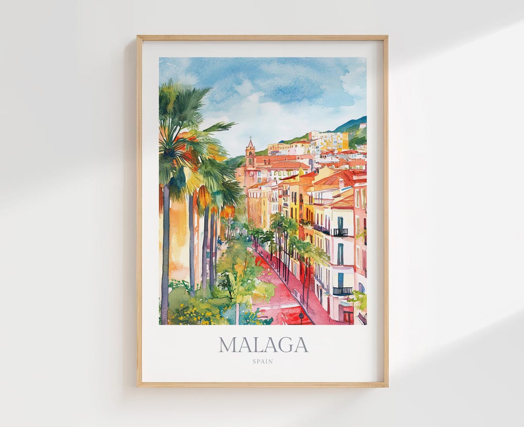 Malaga Spain Watercolor Poster Digital Download Malaga Printable Wall ...