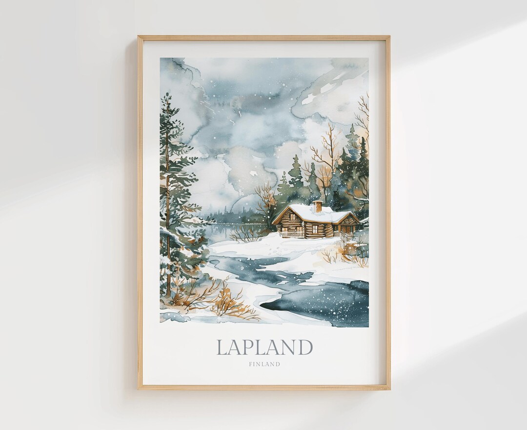 Lapland Finland Watercolor Poster Digital Download Lapland Printable ...