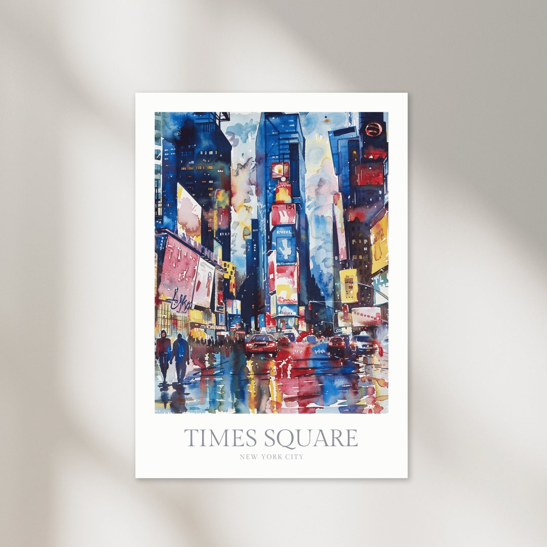 Times Square New York City Watercolor Poster Digital Download Printable ...