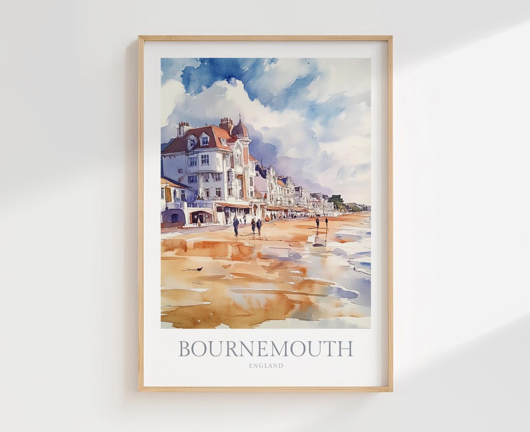 Bournemouth England Watercolor Poster Digital Download Bournemouth ...