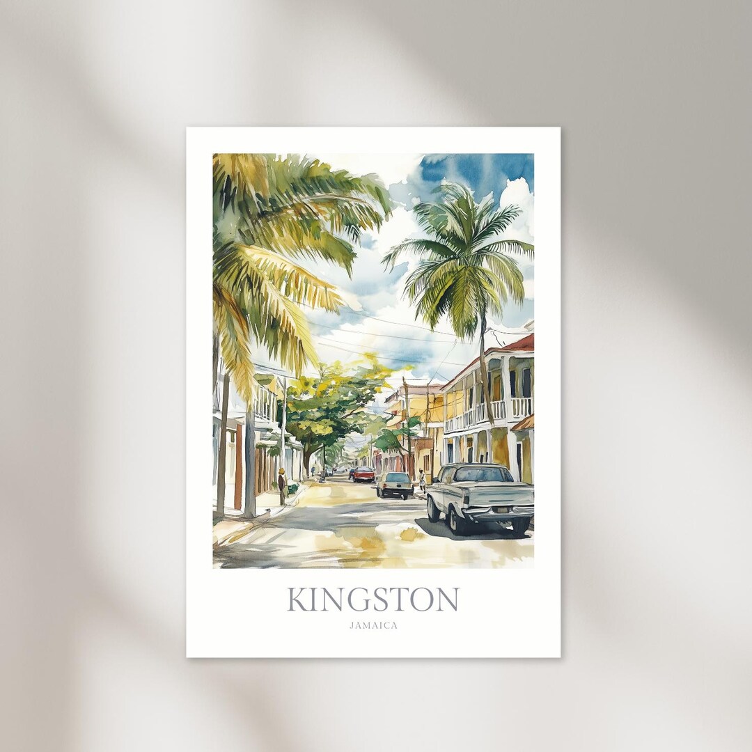 Kingston Jamaica Print Watercolor Poster Digital Download Vintage ...