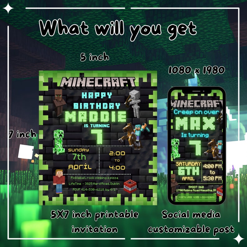 Minecraft Birthday Invitation for Boys: Minecrafters Will ABSOLUTELY ...