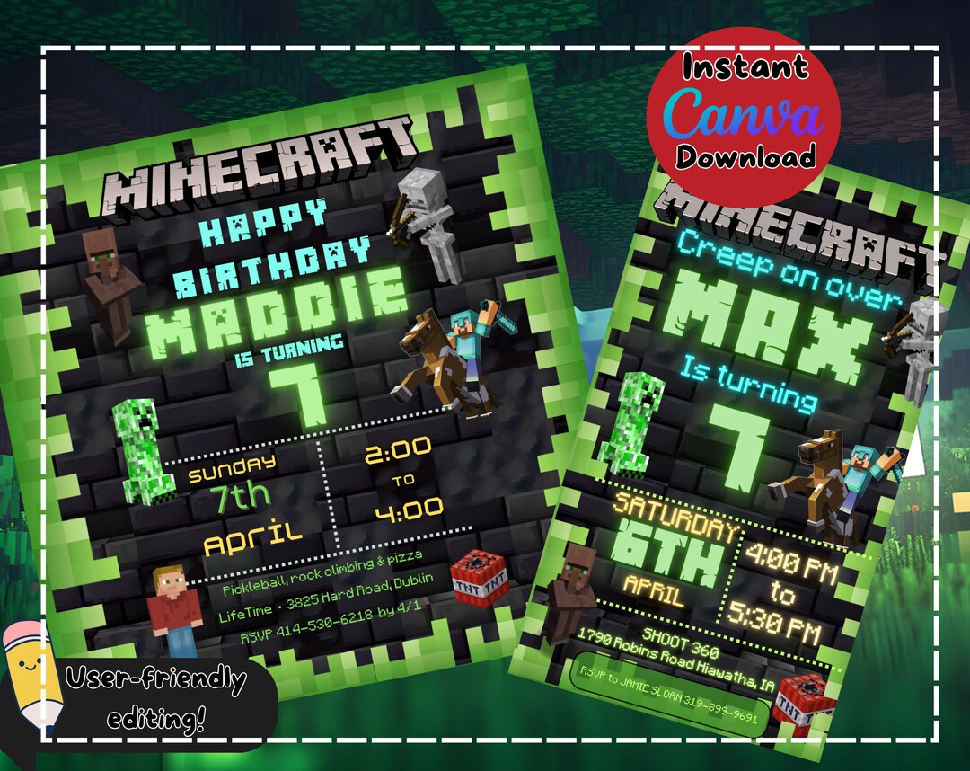 Minecraft Birthday Invitation for Boys: Minecrafters Will ABSOLUTELY ...