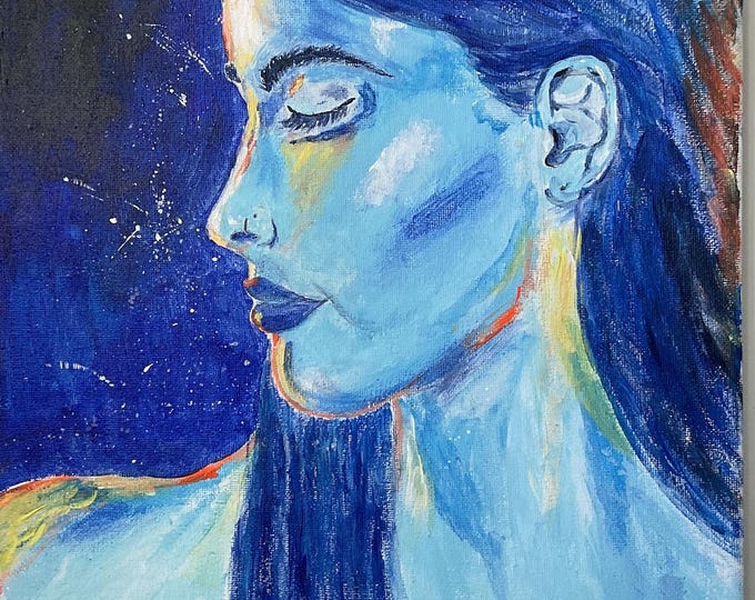 Custom Blue Painting of Me - Etsy