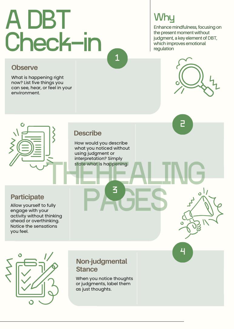 CBT, ACT & DBT Check-in Worksheets | Counseling Tools for Emotional ...