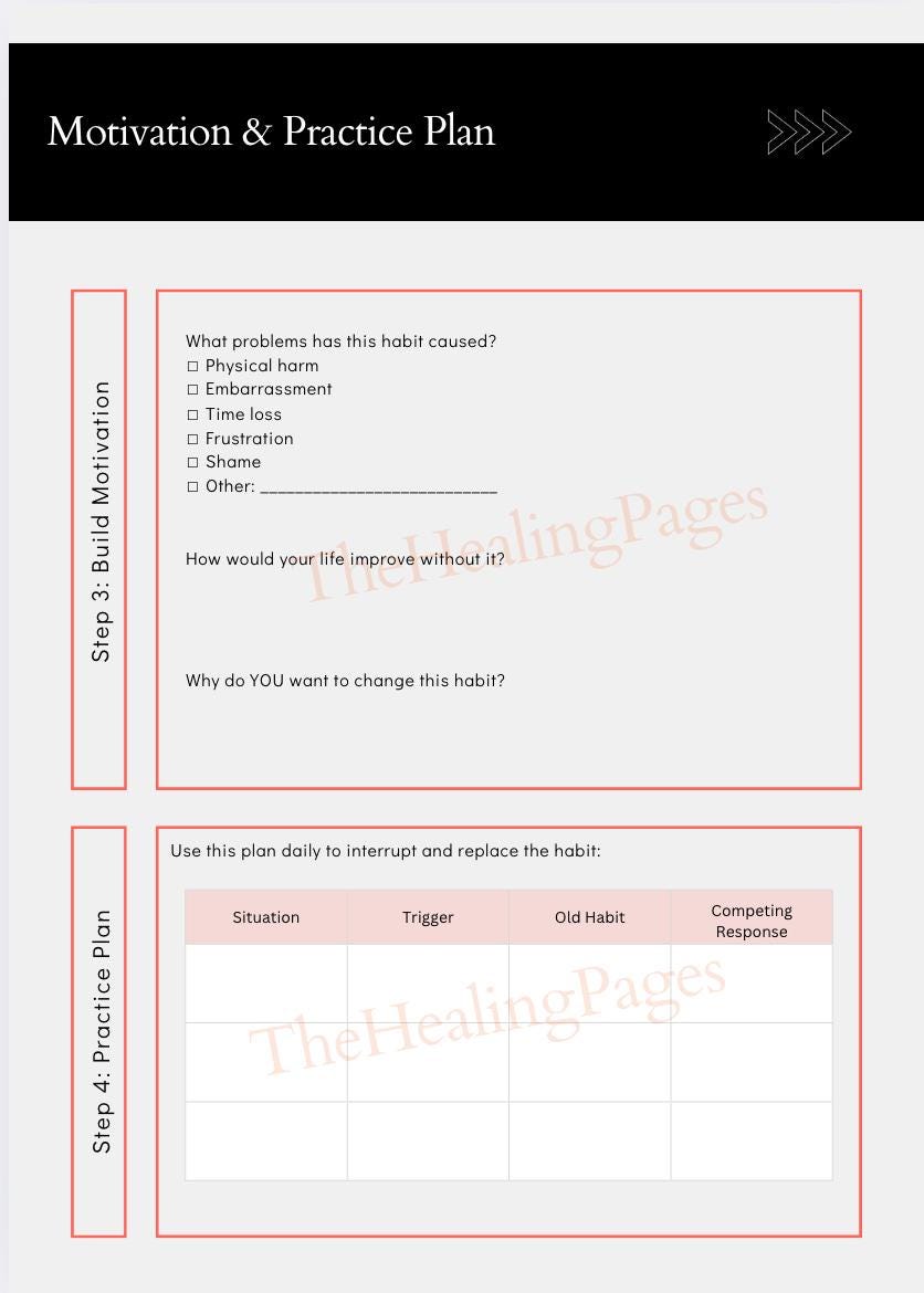 Habit Reversal Training Worksheet PDF | CBT Tool for Unwanted Habits ...