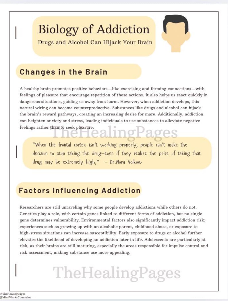 Biology of Addiction Psychoeducation Packet | Evidence-based Resources | Reflection & Activity ...