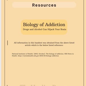 Biology of Addiction Psychoeducation Packet | Evidence-based Resources | Reflection & Activity ...