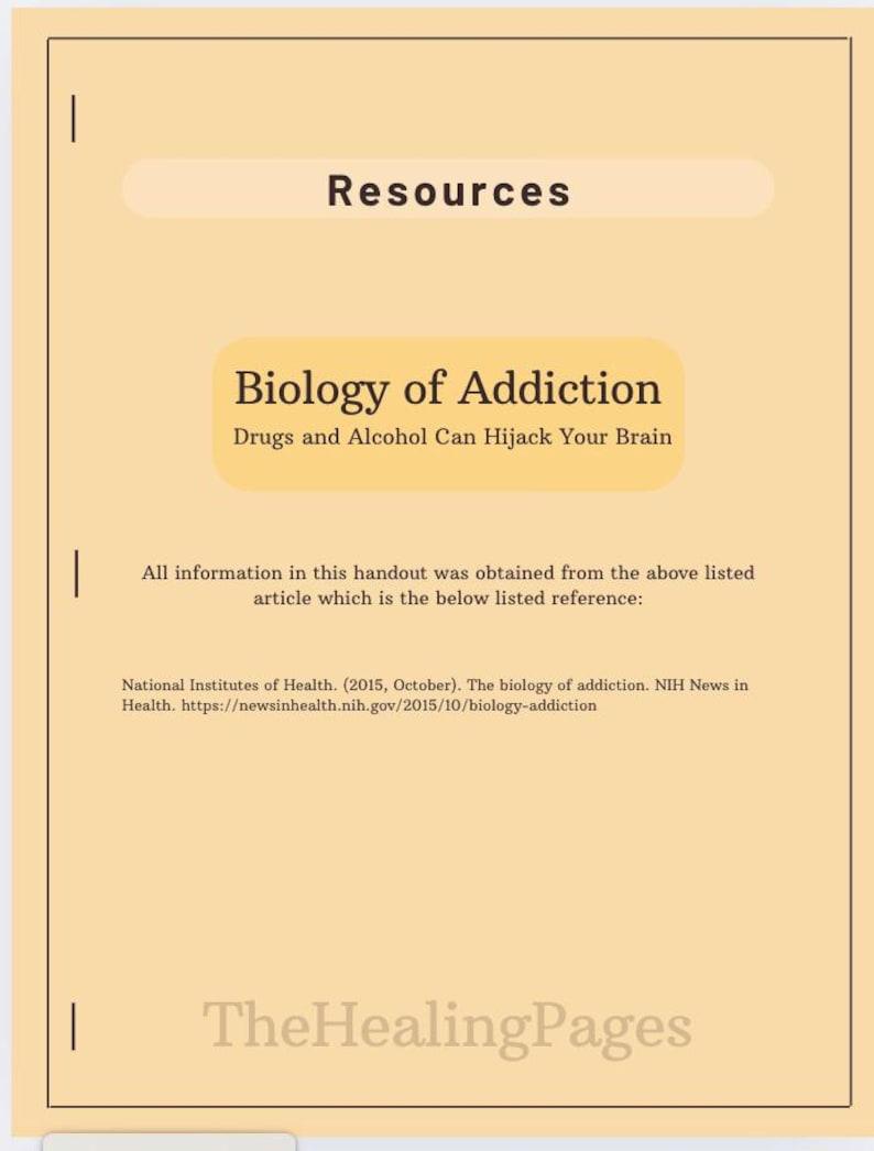 Biology of Addiction Psychoeducation Packet | Evidence-based Resources ...