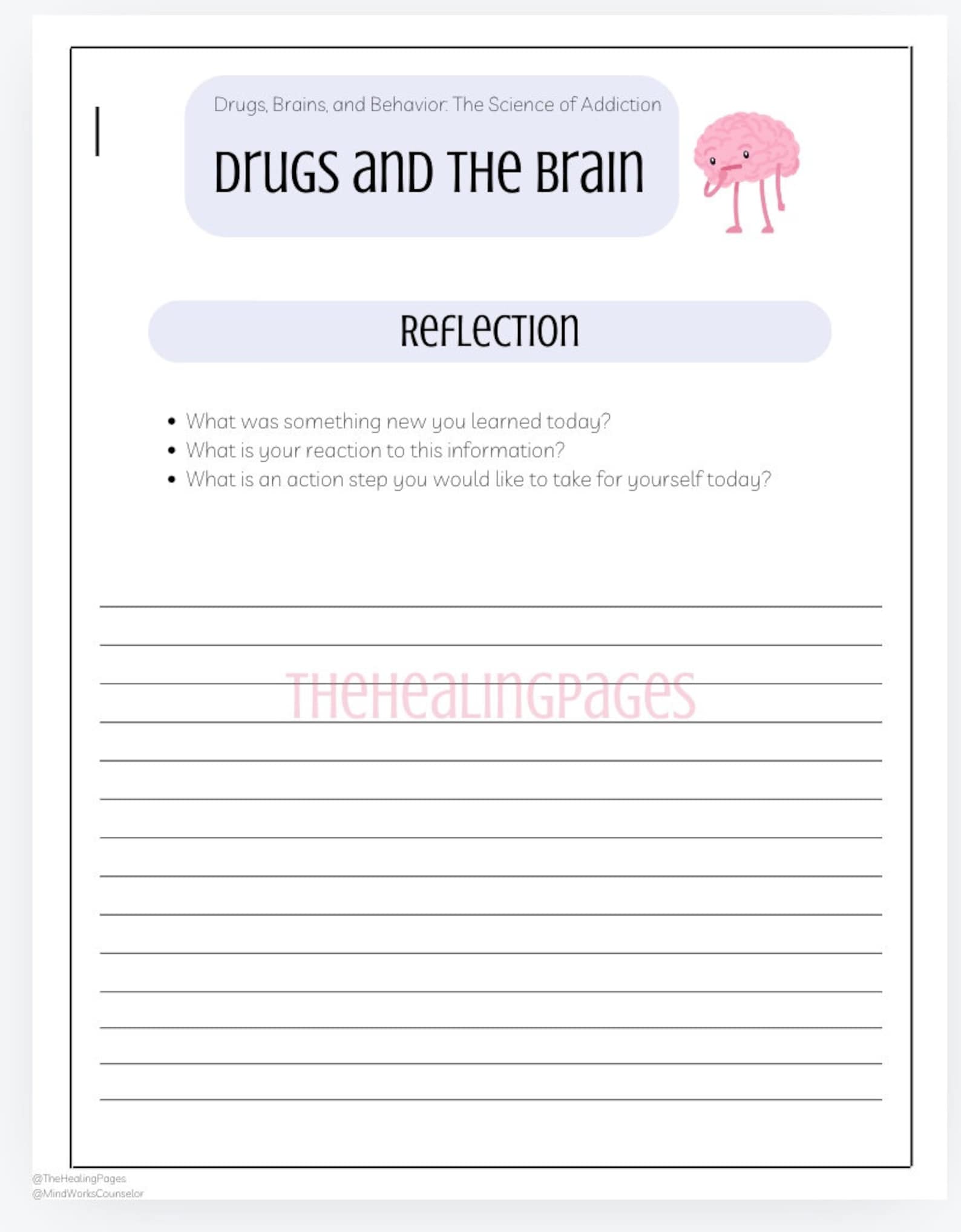 Psychoeducation Packet on Addiction & the Brain | Worksheets and ...