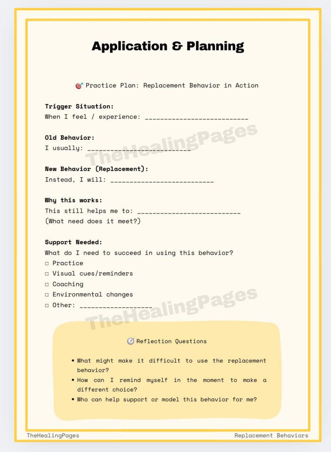 Replacement Behaviors Worksheet for Therapy | Behavior Planning PDF ...