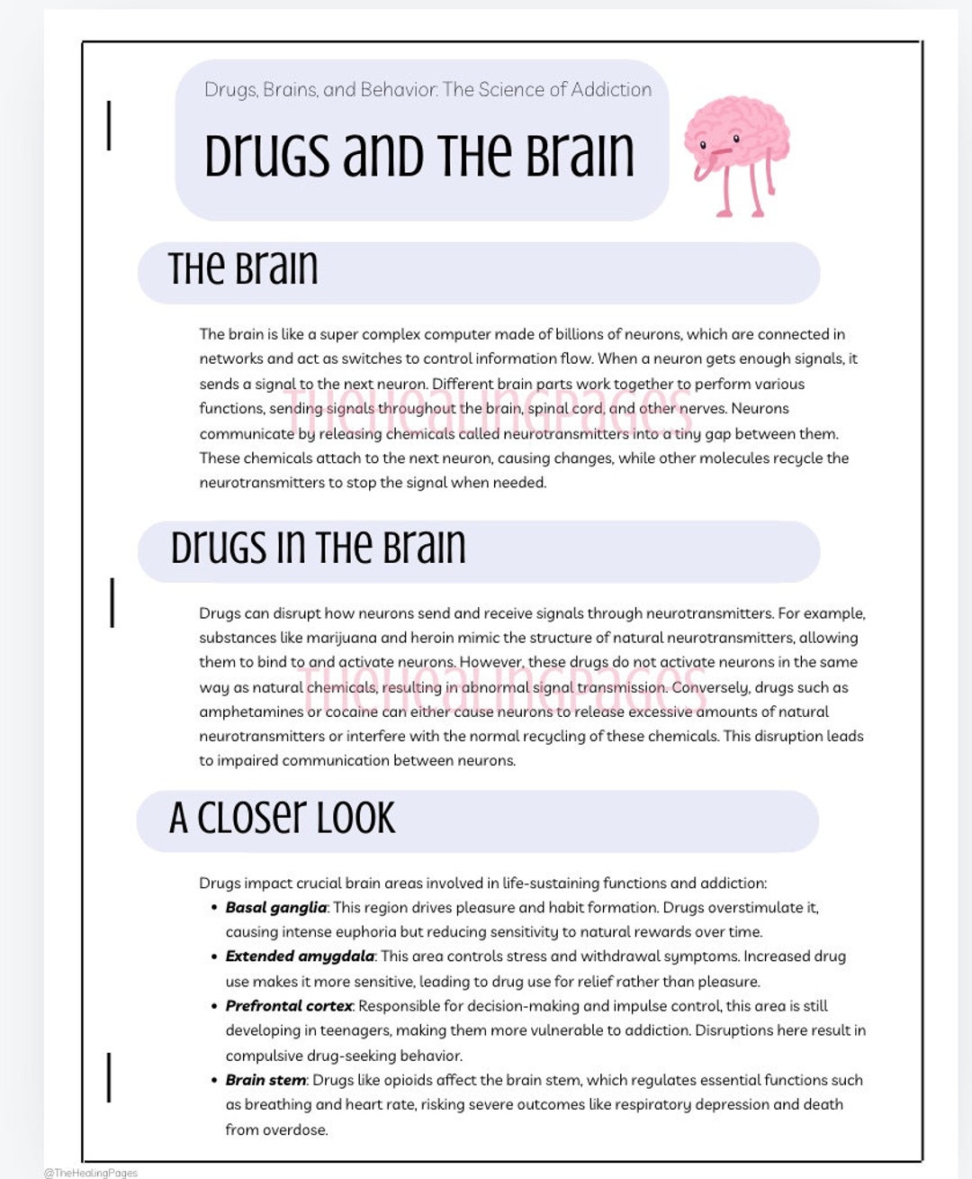 Psychoeducation Packet on Addiction & the Brain | Worksheets and ...