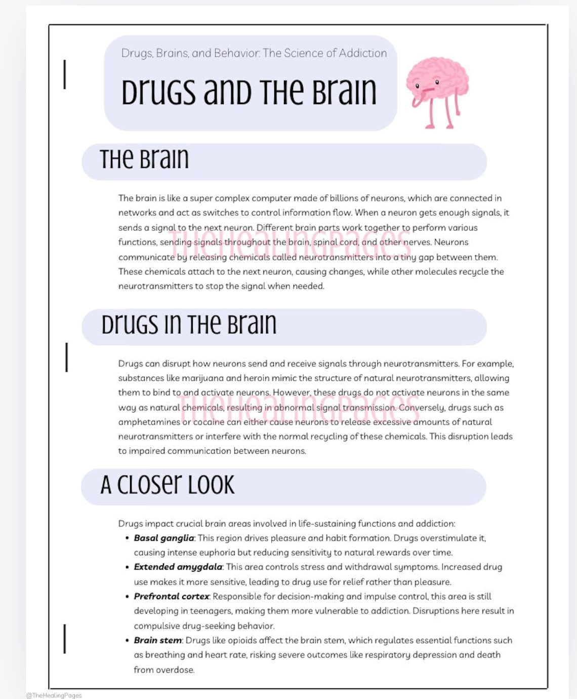 Psychoeducation Packet on Addiction & the Brain | Worksheets and ...