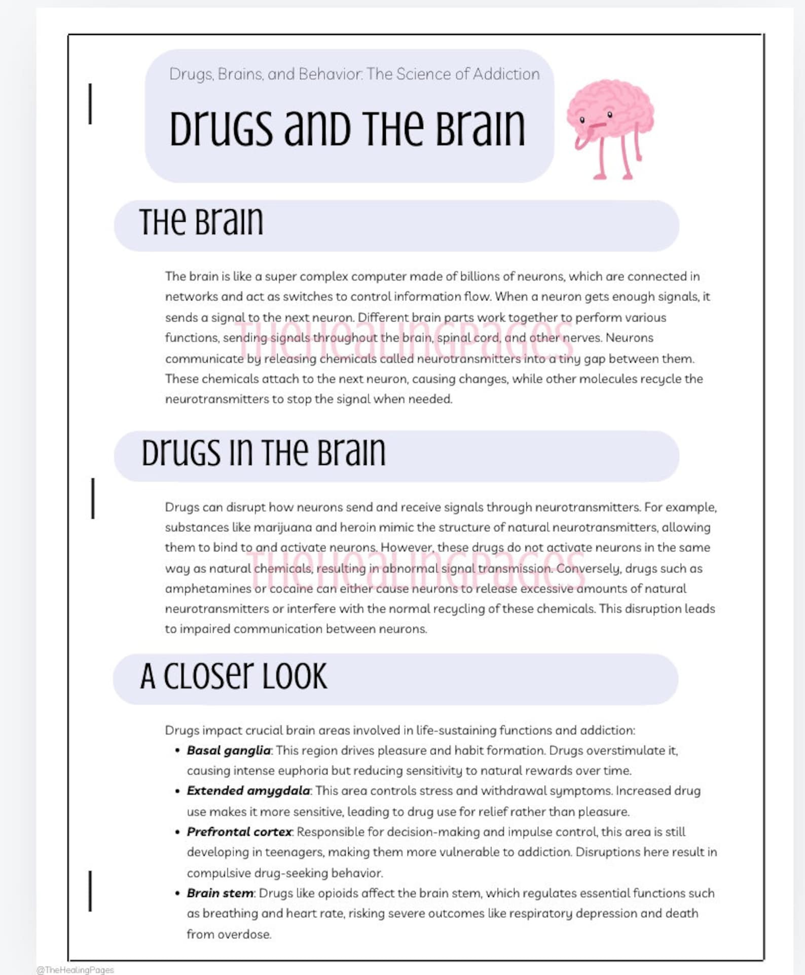Psychoeducation Packet on Addiction & the Brain | Worksheets and Educational Tools for ...