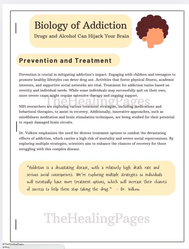 Biology of Addiction Psychoeducation Packet | Evidence-based Resources | Reflection & Activity ...