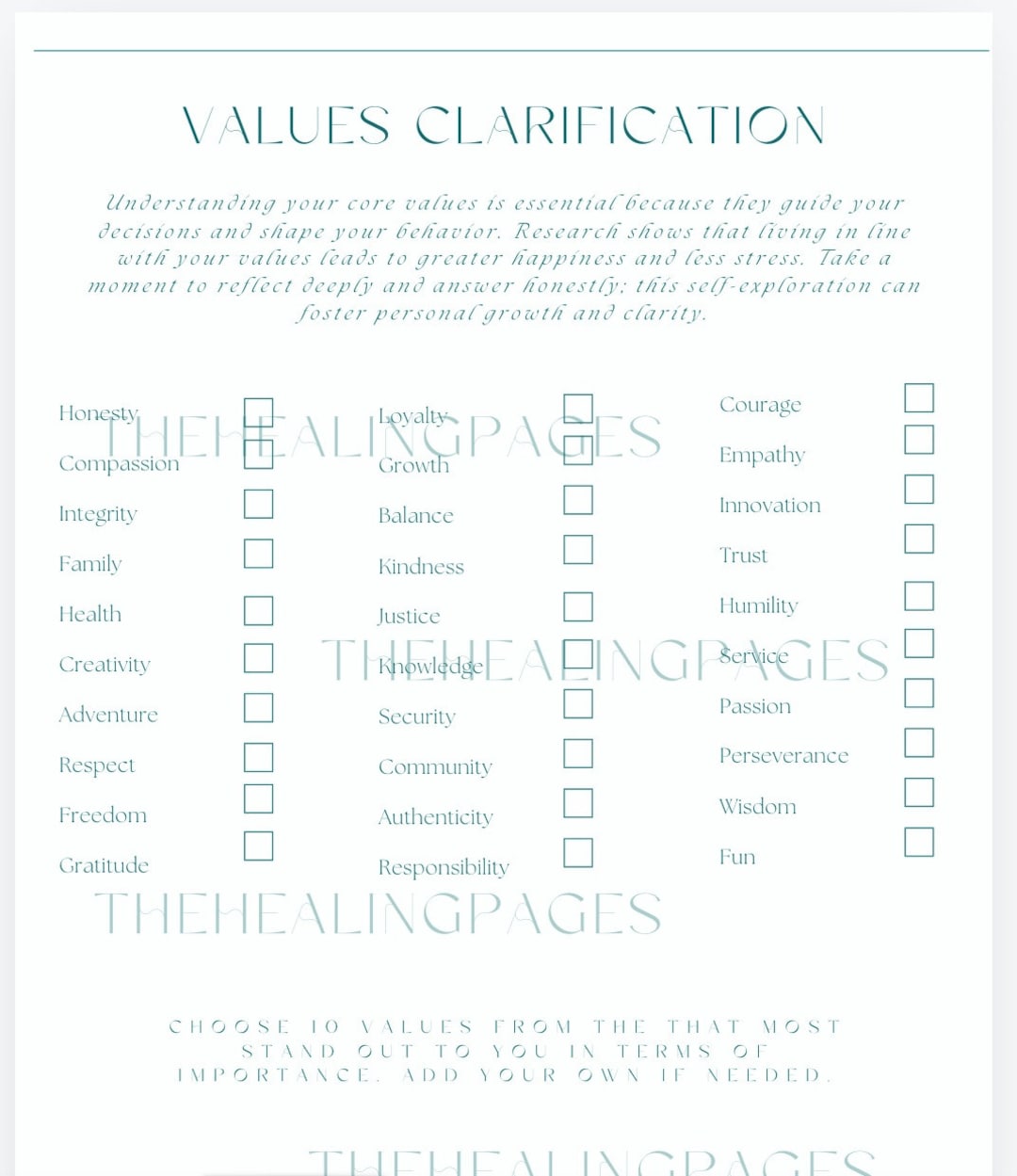 Values Clarification Worksheets for Counseling | Self-discovery ...