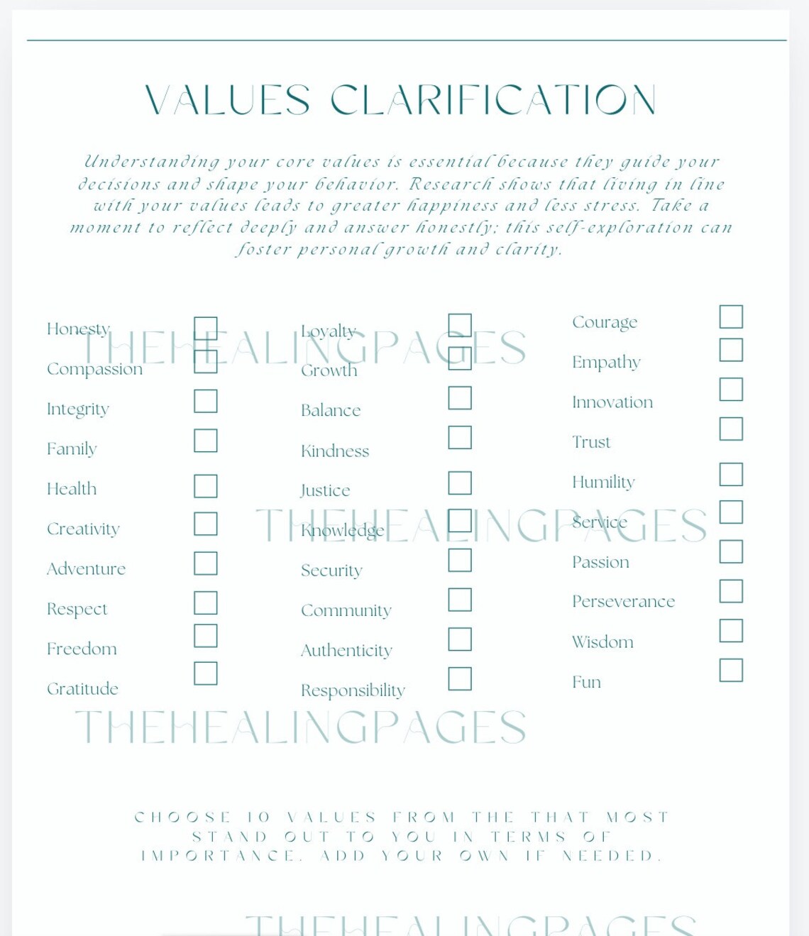 Values Clarification Worksheets for Counseling | Self-discovery ...
