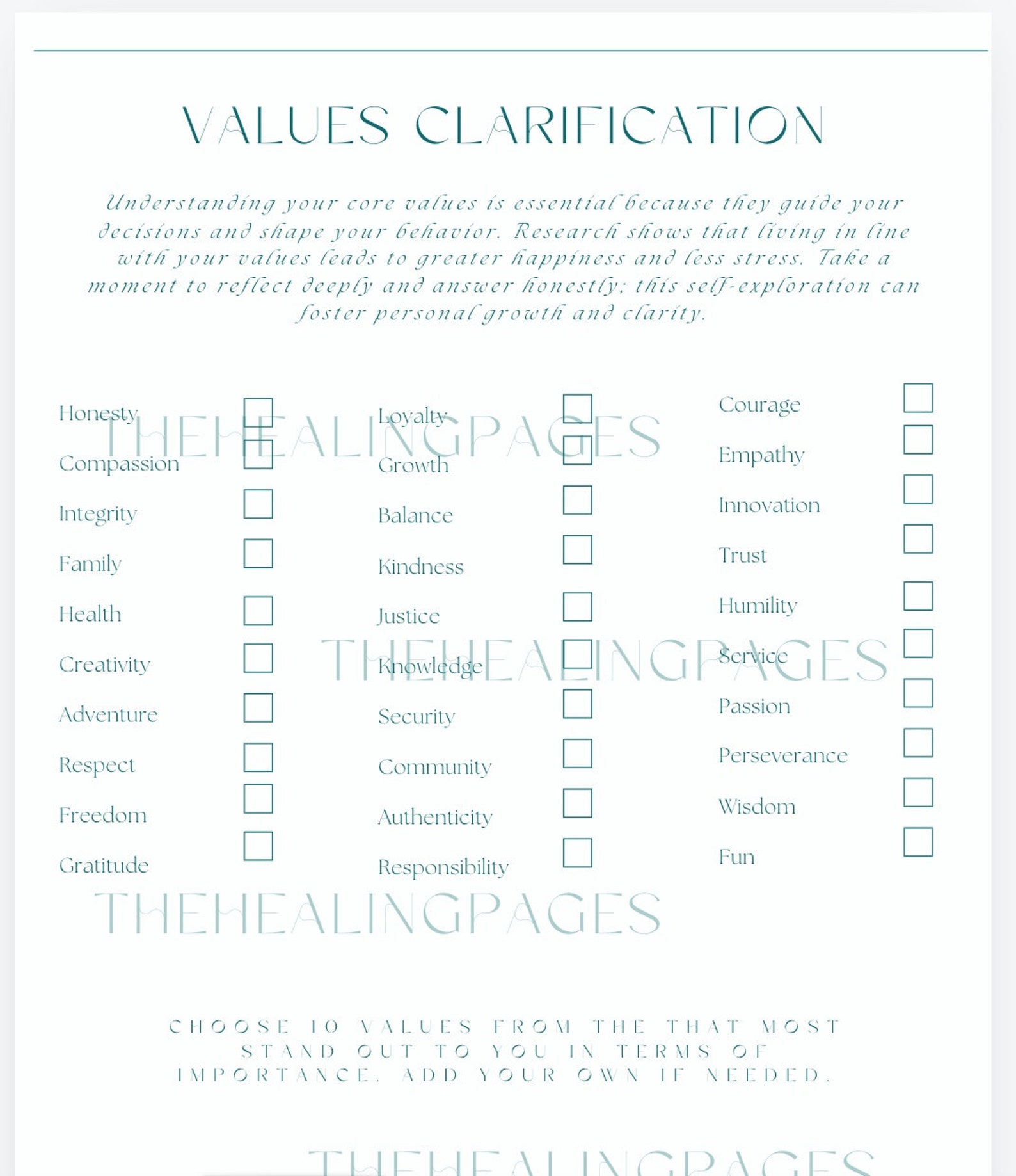 Values Clarification Worksheets for Counseling | Self-discovery ...