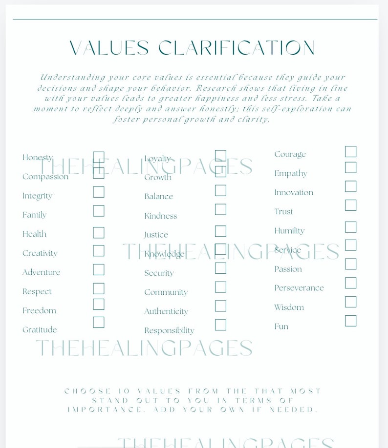 Values Clarification Worksheets for Counseling | Self-discovery ...
