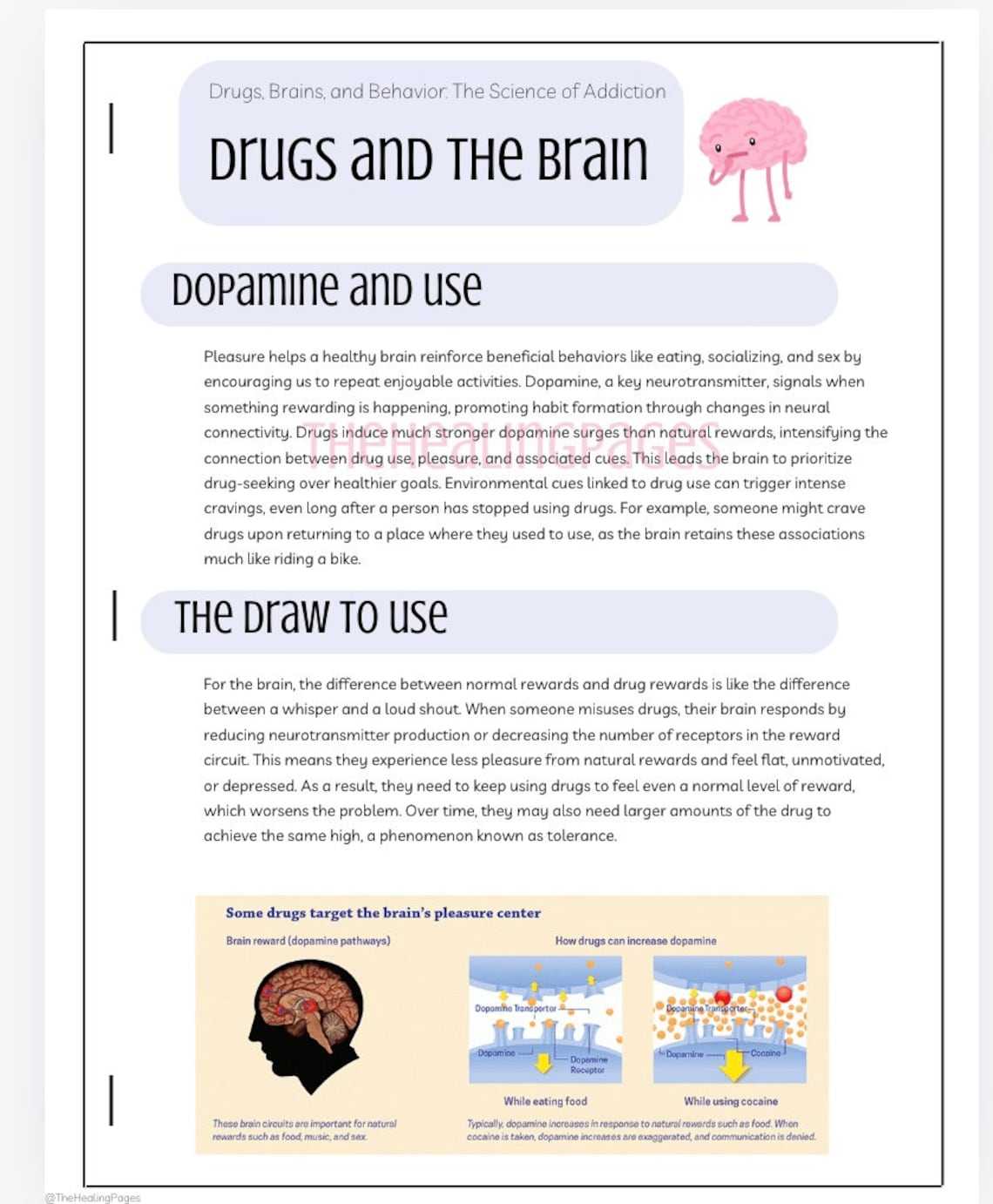 Psychoeducation Packet on Addiction & the Brain | Worksheets and ...