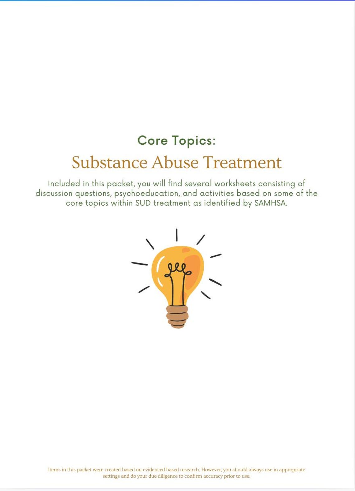 Substance Use Treatment Worksheets: Mental Health Activities (11 Topics ...
