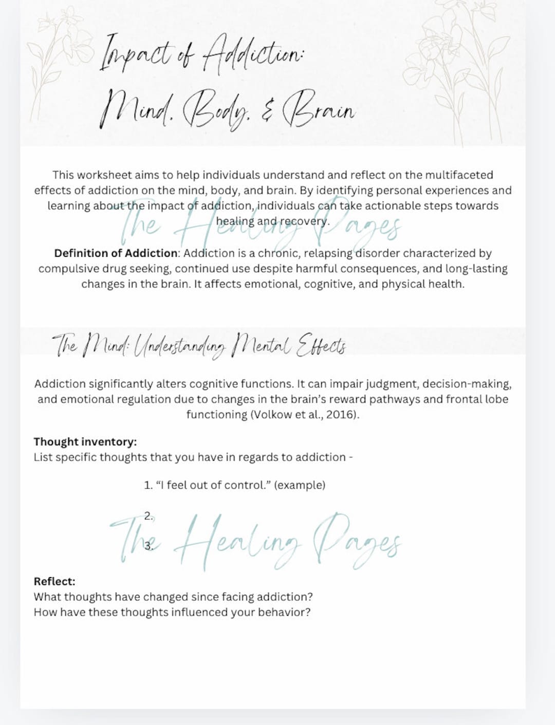 Understanding Addiction: A Comprehensive Therapy Worksheet & Education ...