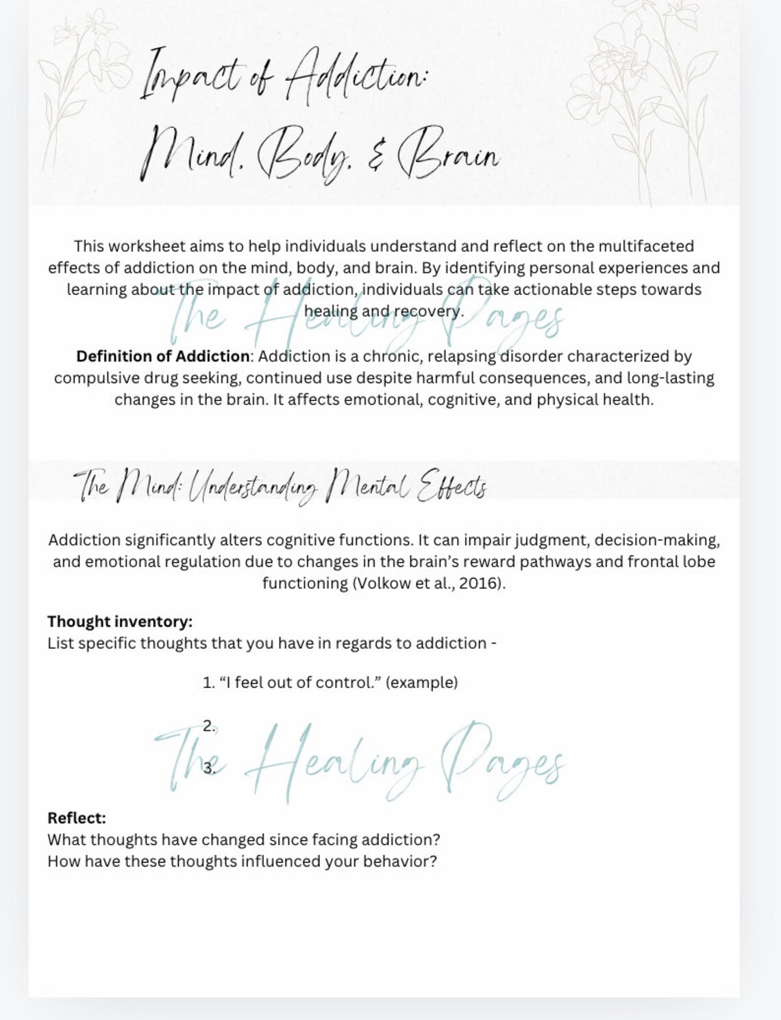 Understanding Addiction: A Comprehensive Therapy Worksheet & Education ...