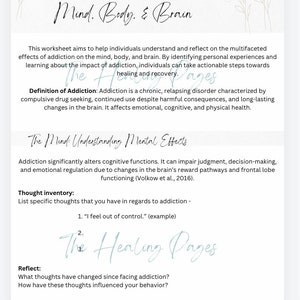 Understanding Addiction: A Comprehensive Therapy Worksheet & Education ...