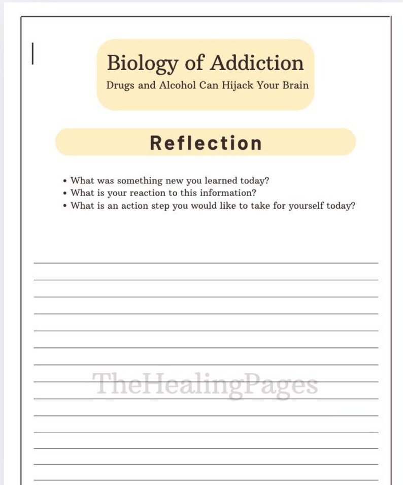 Biology of Addiction Psychoeducation Packet | Evidence-based Resources | Reflection & Activity ...