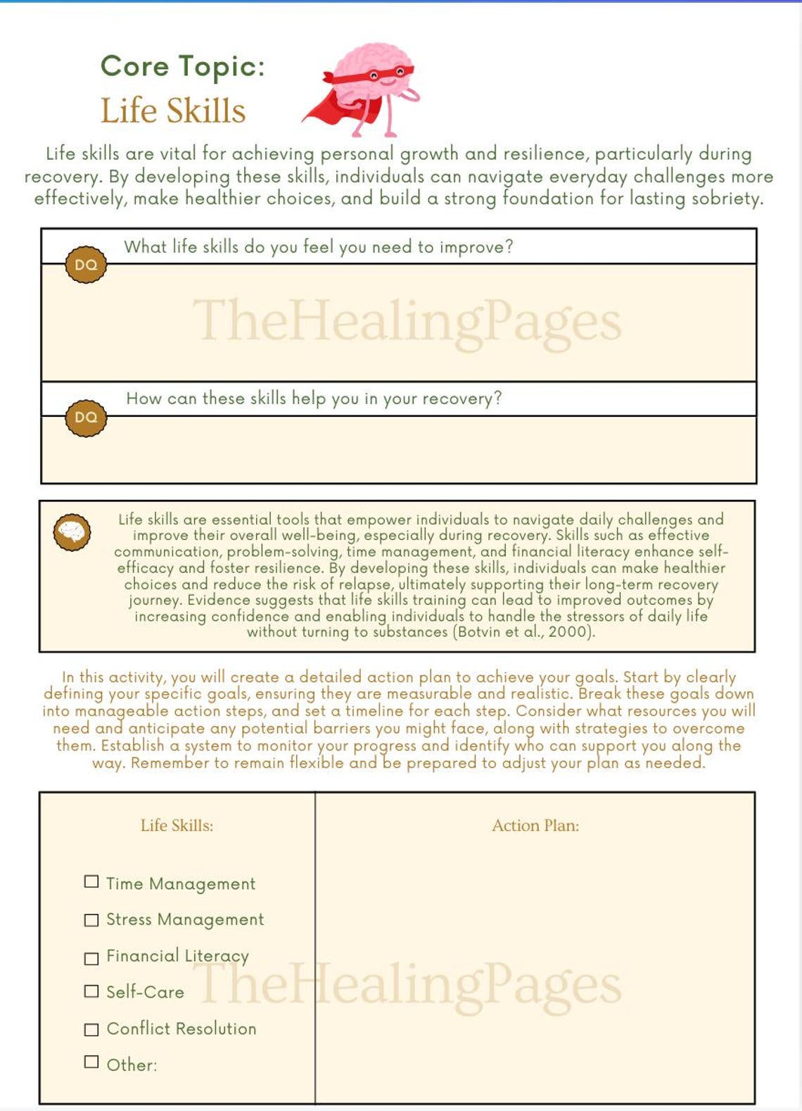Substance Use Treatment Worksheets: Mental Health Activities (11 Topics ...