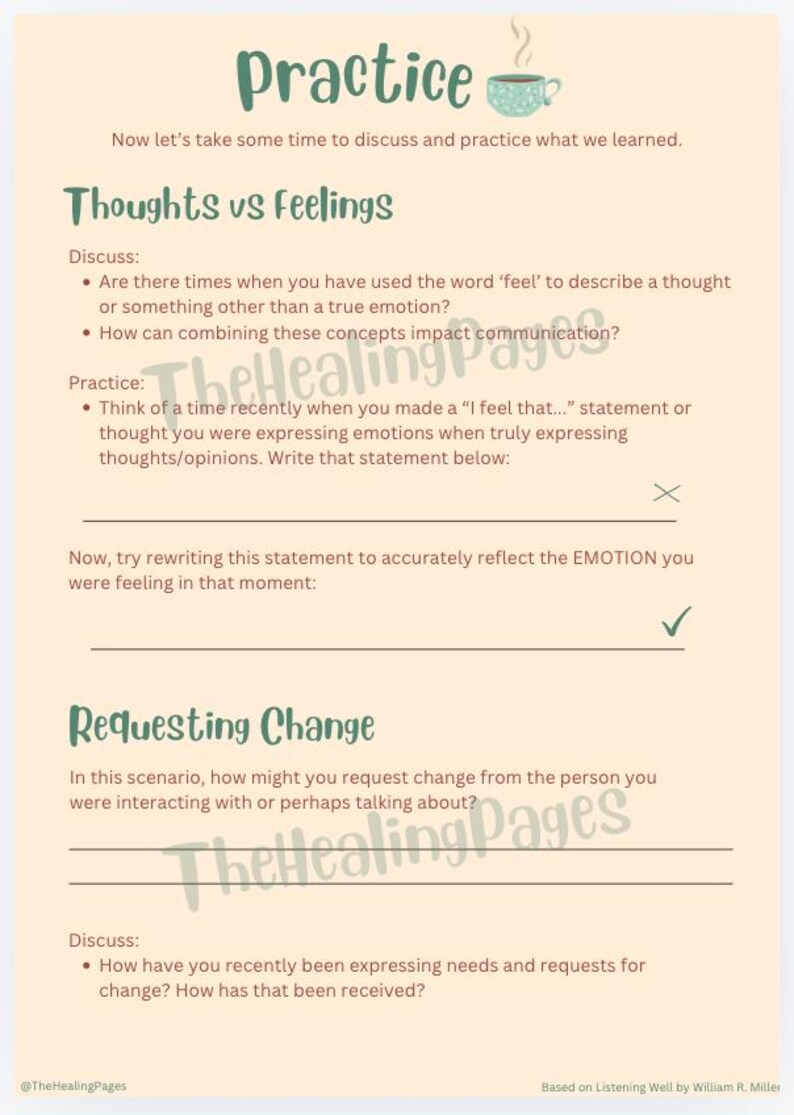 I Statements Communication Worksheet | Therapy Handout | Active ...