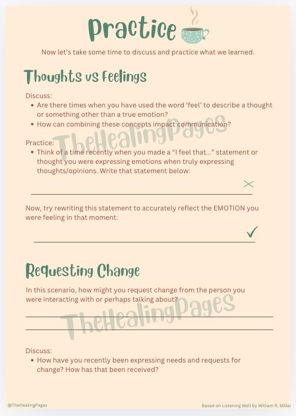 I Statements Communication Worksheet | Therapy Handout | Active ...