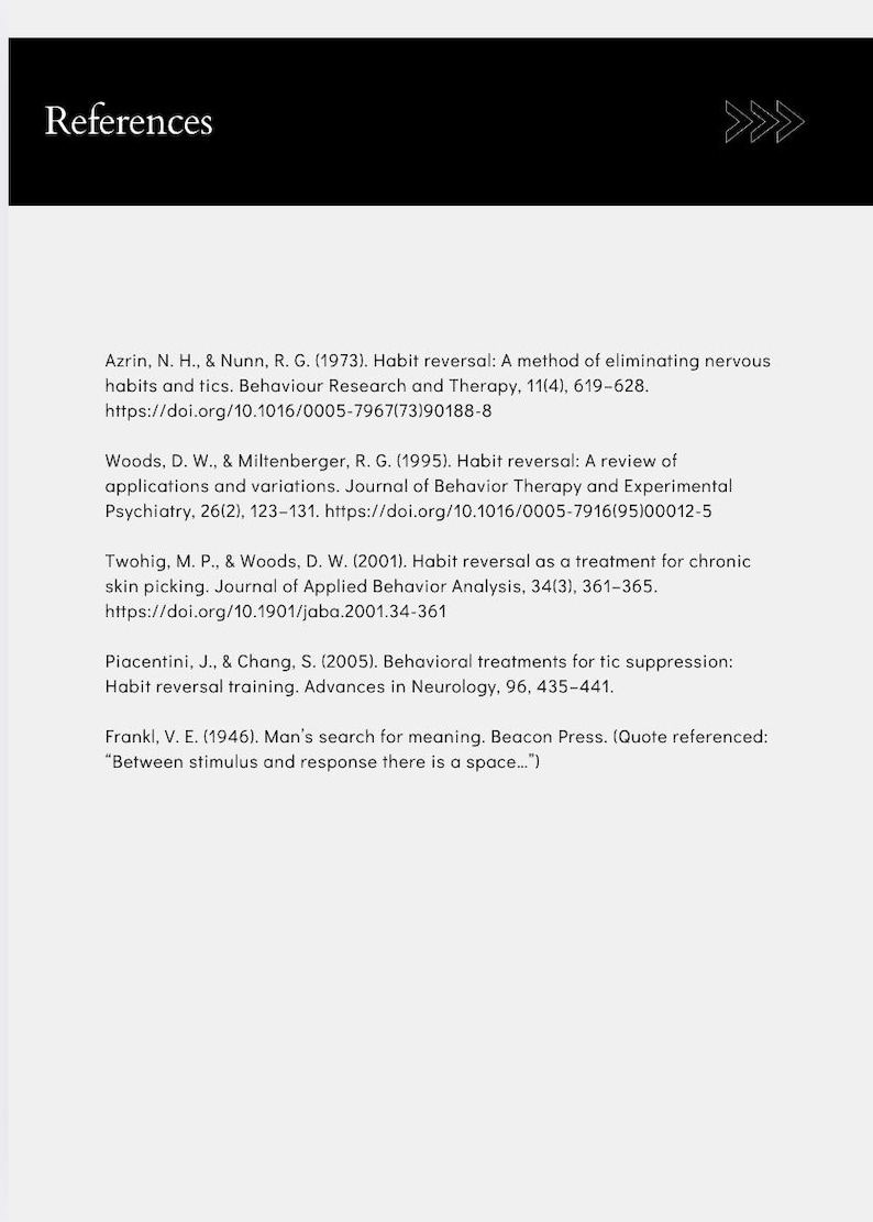 Habit Reversal Training Worksheet PDF | CBT Tool for Unwanted Habits ...