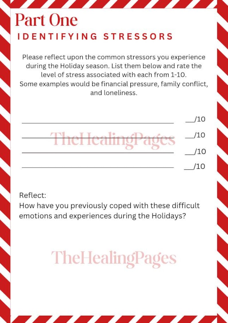 Holiday Stress Management Worksheets: Anxiety Relief Tools (printable ...