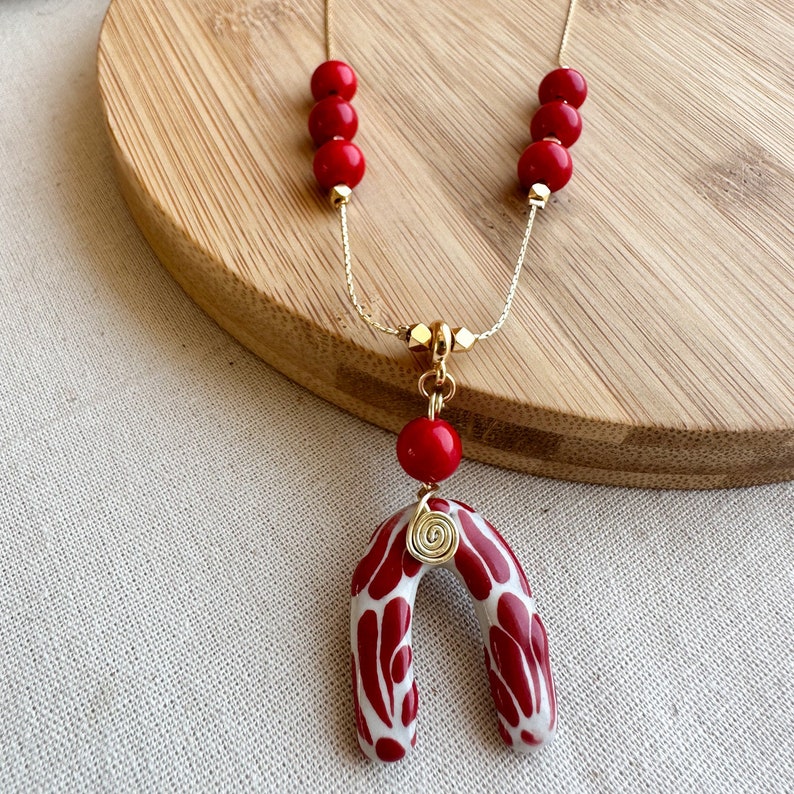 Handmade 14k Gold Plated Talavera Necklace, Traditional Mexican Jewelry ...