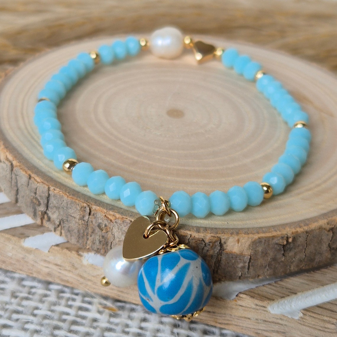 Talavera Gemstone Bracelet, Gold Plated, Traditional Mexican Jewelry - Etsy