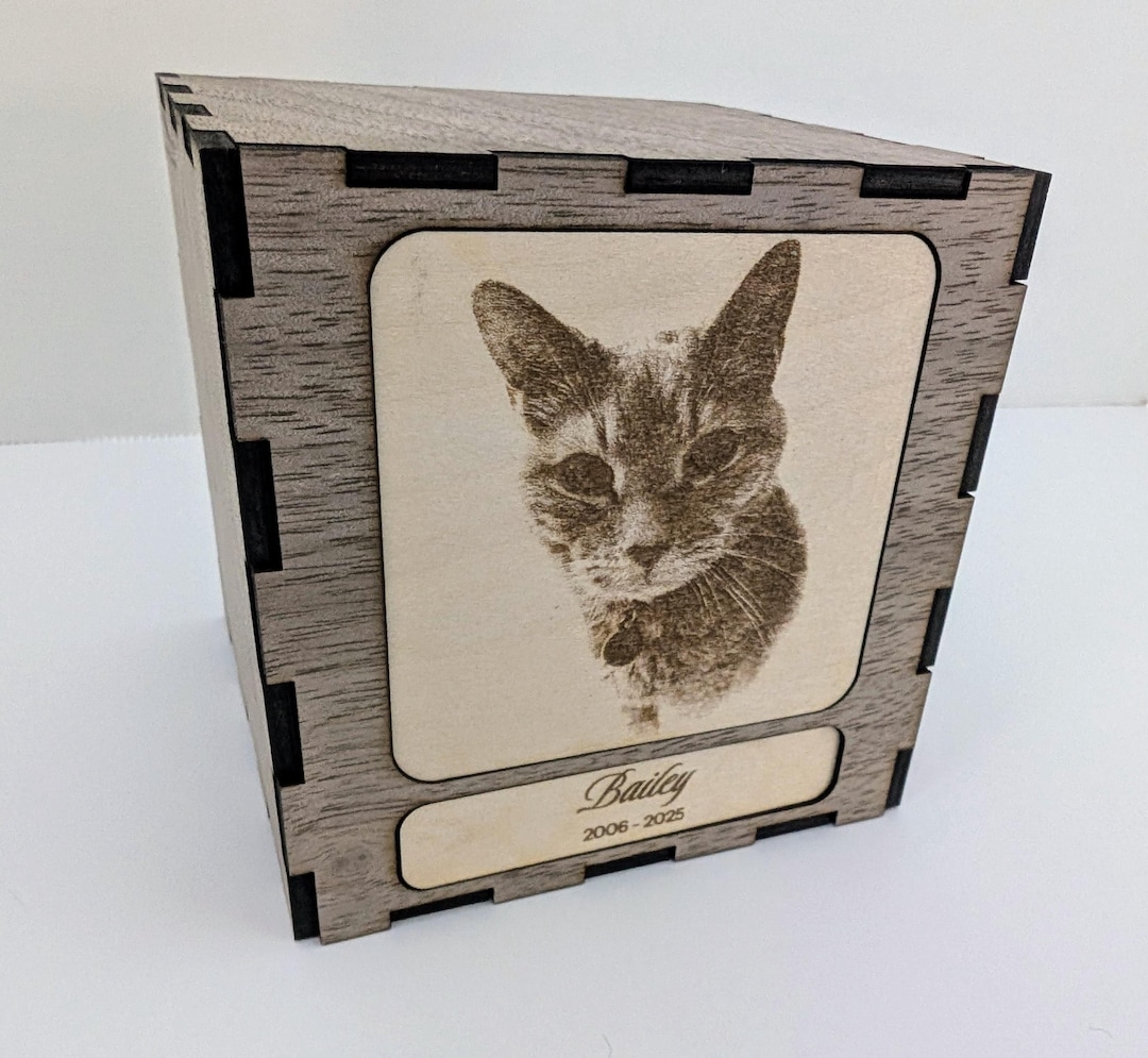 Custom Wood Pet Urn With Laser-etched Photo and Name - Etsy