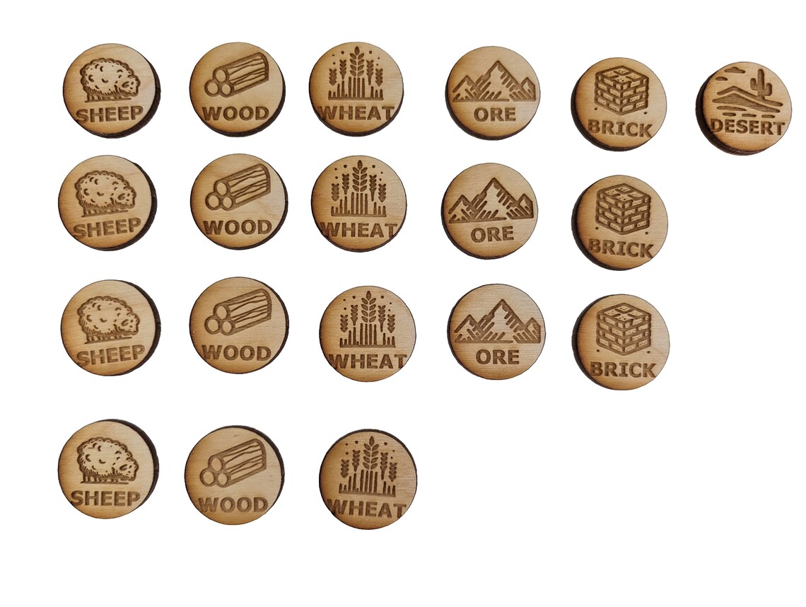 Laser Cut Wood Resource Tokens | Settlers of Catan Game - Etsy