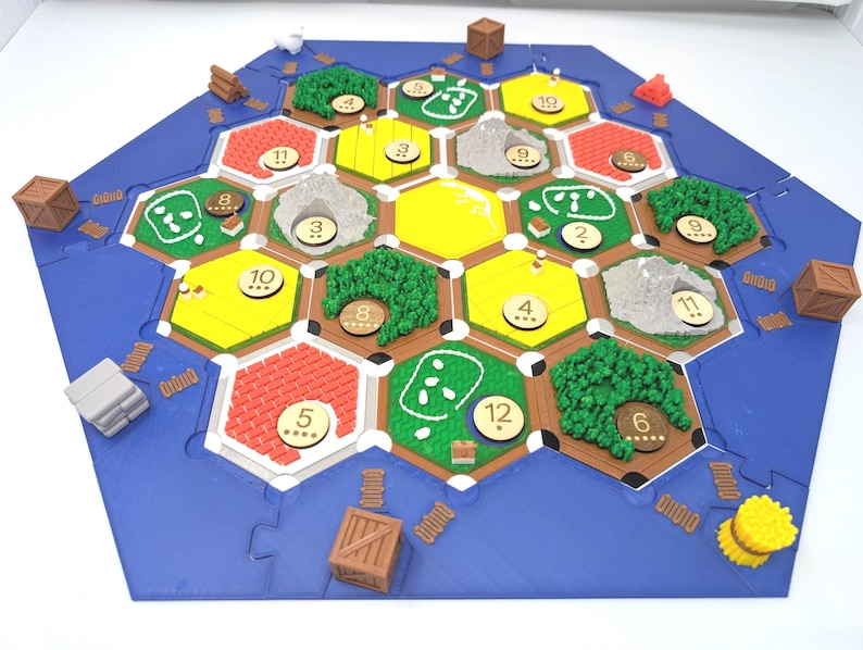 3D Printed Catan Board (4–8 Players) | Multicolor PETG Hexes, Laser Cut ...