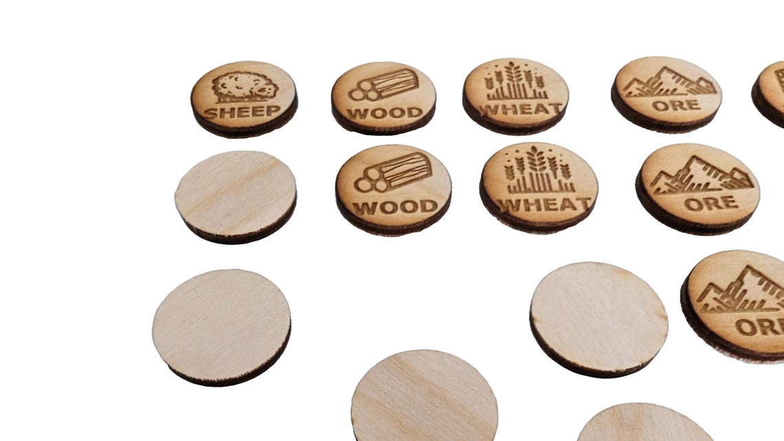 Laser Cut Wood Resource Tokens | Settlers of Catan Game - Etsy